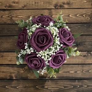 Plum Rose Bridal Bouquet, Plum Rose Bridesmaid Bouquet, Wedding Bouquet ...