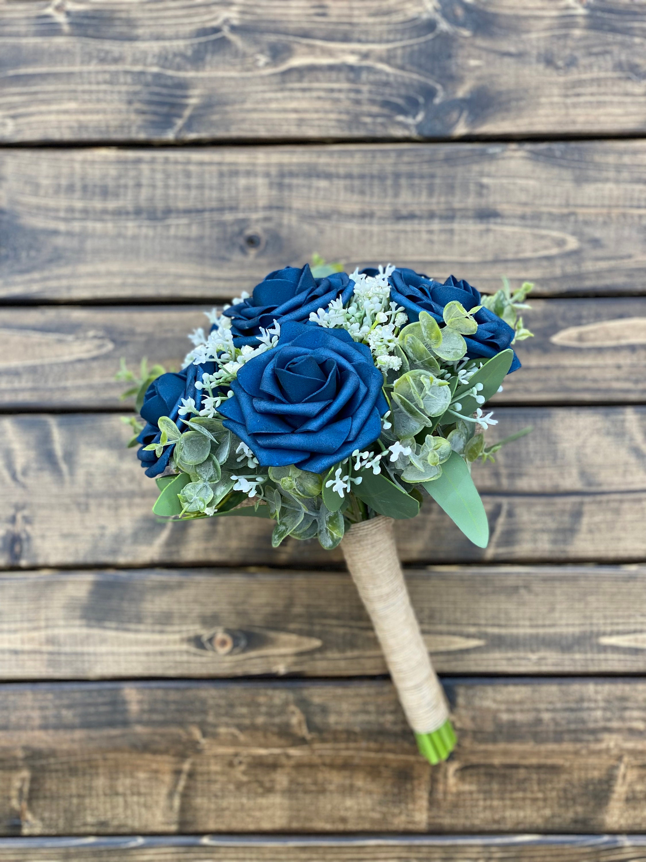Navy Rose Bridal Bouquet Navy Rose Bridesmaid Bouquet | Etsy