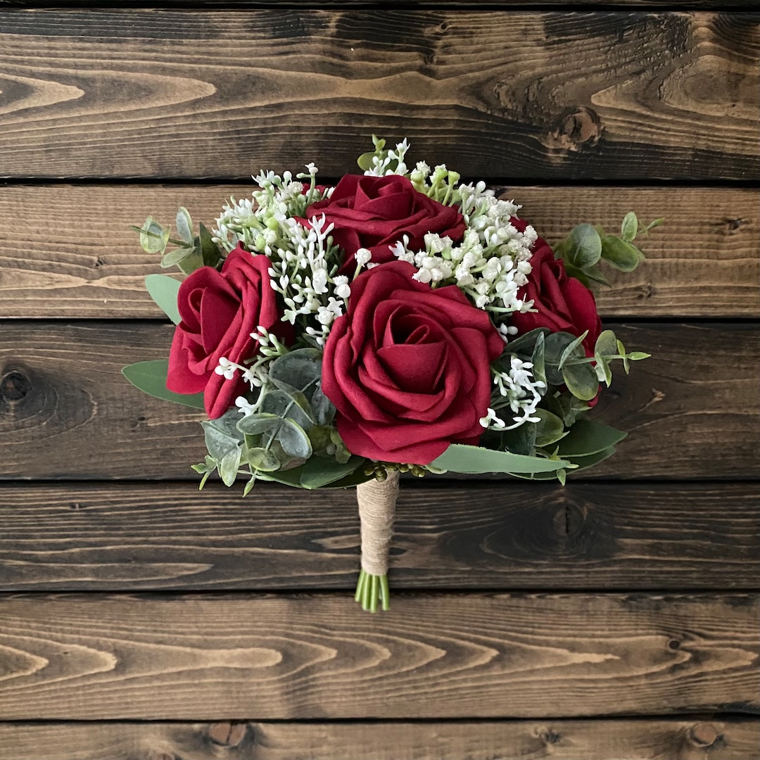 Red Rose Bridal Bouquet, Red Rose Bridesmaid Bouquet, Wedding Bouquet ...