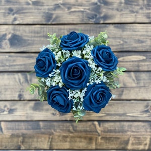 Navy Rose Bridal Bouquet Navy Rose Bridesmaid Bouquet | Etsy