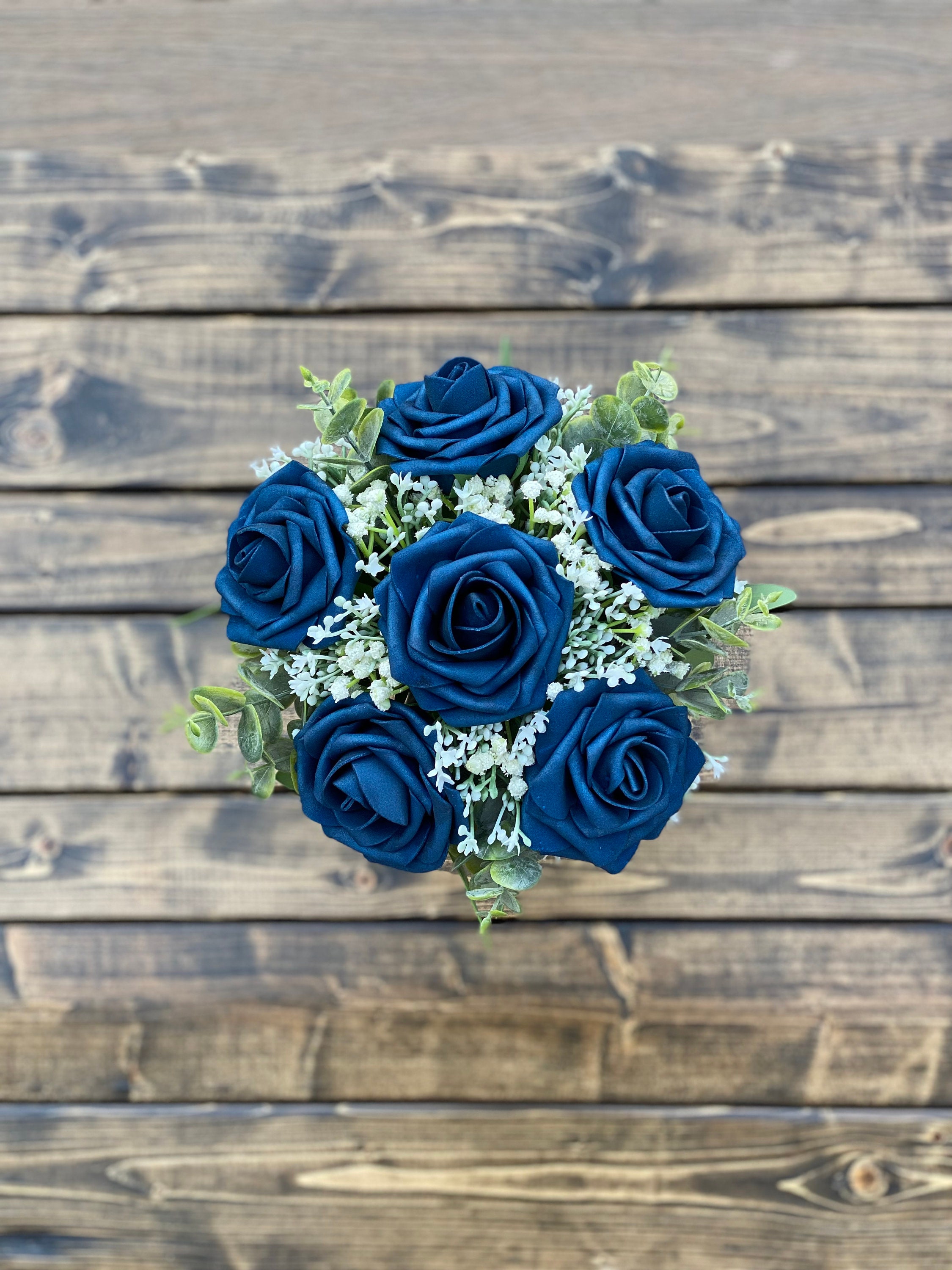 Navy Rose Bridal Bouquet Navy Rose Bridesmaid Bouquet | Etsy
