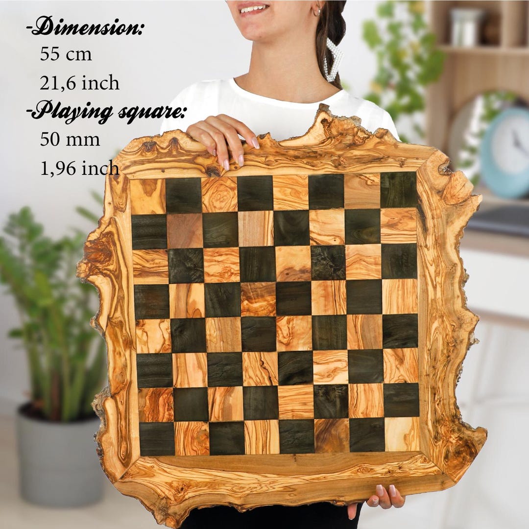 Handmade Olive Wood Chess Board ONLY With Personalization and Pieces ...