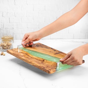 Wood and Resin Tray / Serving Tray Handmade From Olive Wood and Resin ...