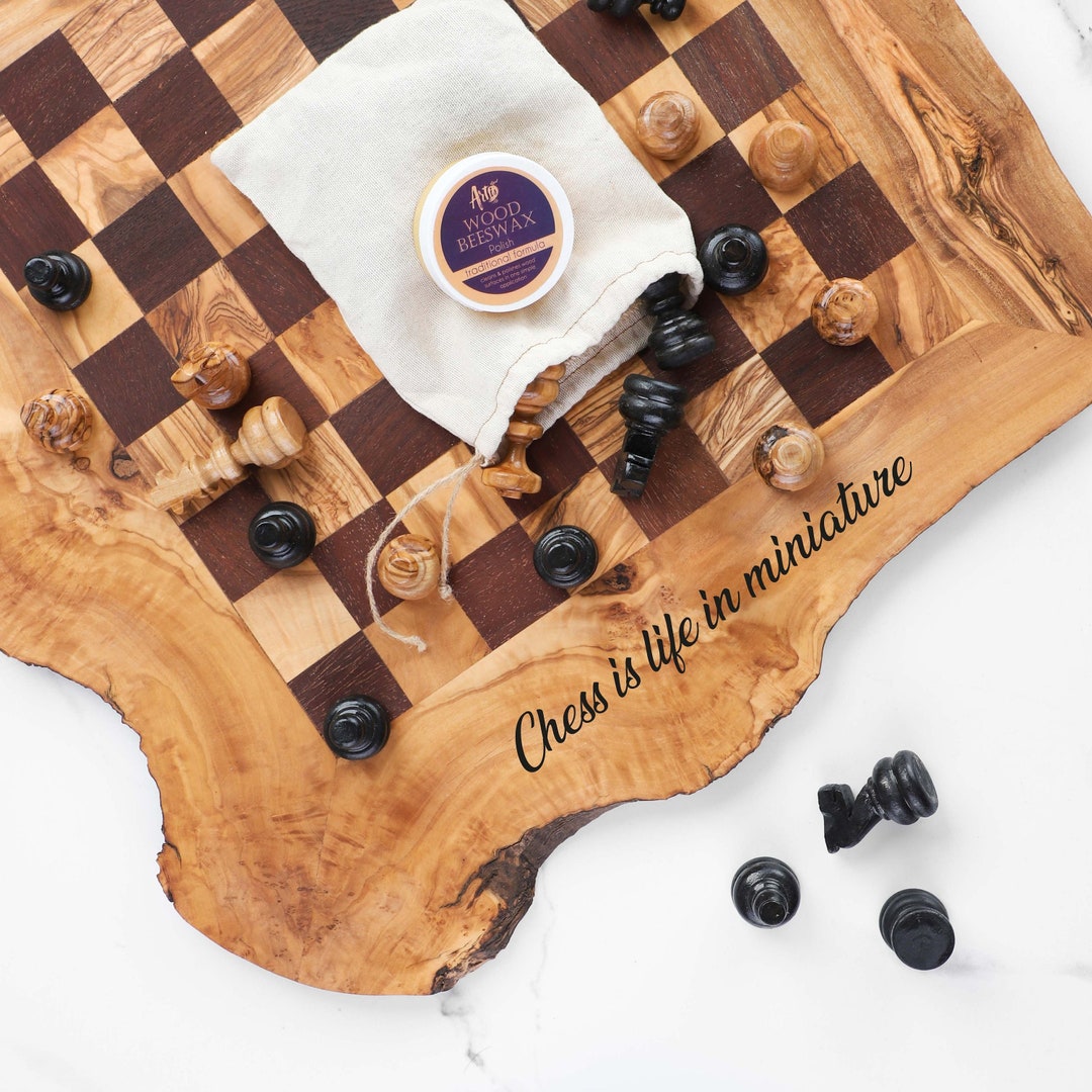 Rustic Olive Wood Chess Board - Luxury Chess Set - Custom Chess Board ...
