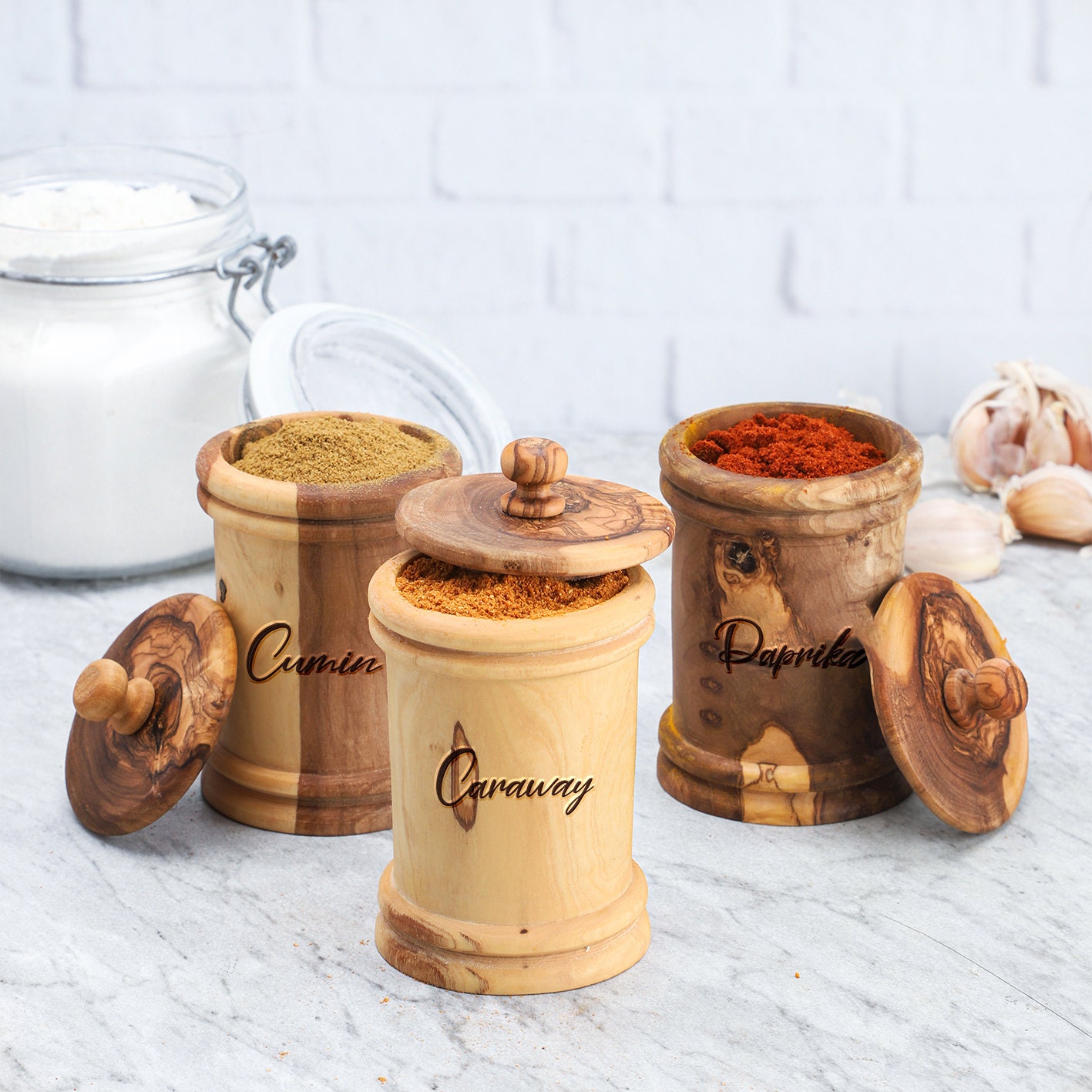 Salt and pepper containers with lids store