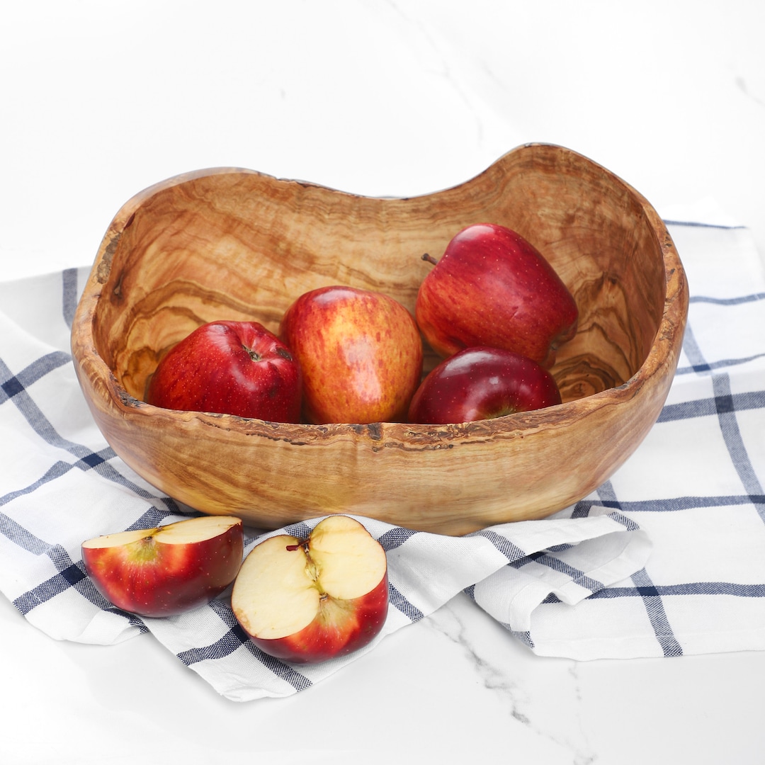 Engraved Fruit Bowl Handmade From Olive Wood / Large Fruit Bowl ...