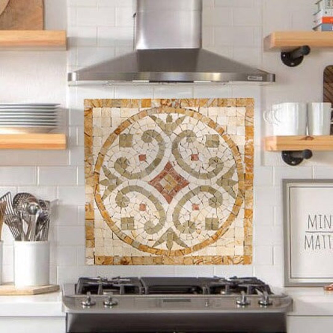 Decorative Mosaic Tile Handmade Mosaic of 1500 Pieces of Natural Stones ...