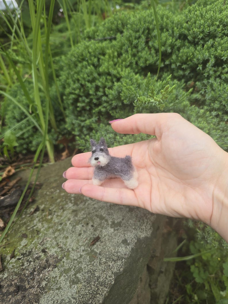 Little Schnauzer Dollhouse Dog.dollhouse Pet.miniature Needle Felted ...