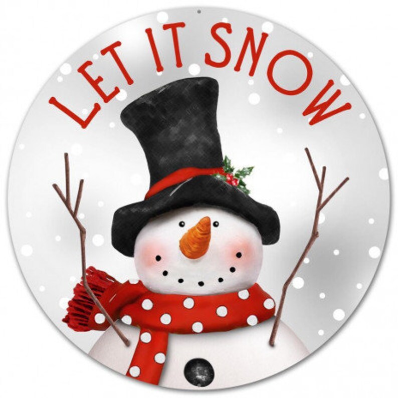 Snowman Sign 12.christmas Sign for Wreath.round Metal Sign. - Etsy