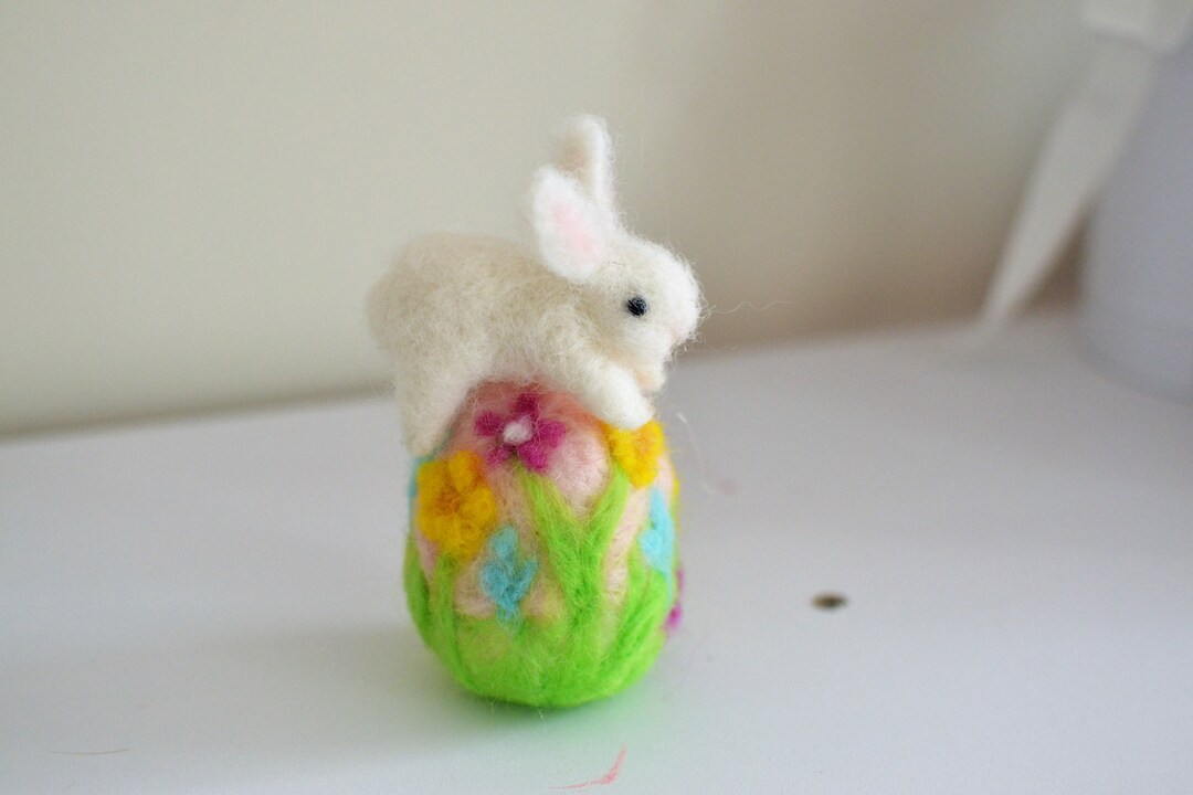 Easter Rabbit Bunny, Easter Egg Miniature Bunny Needle Felted Animals ...