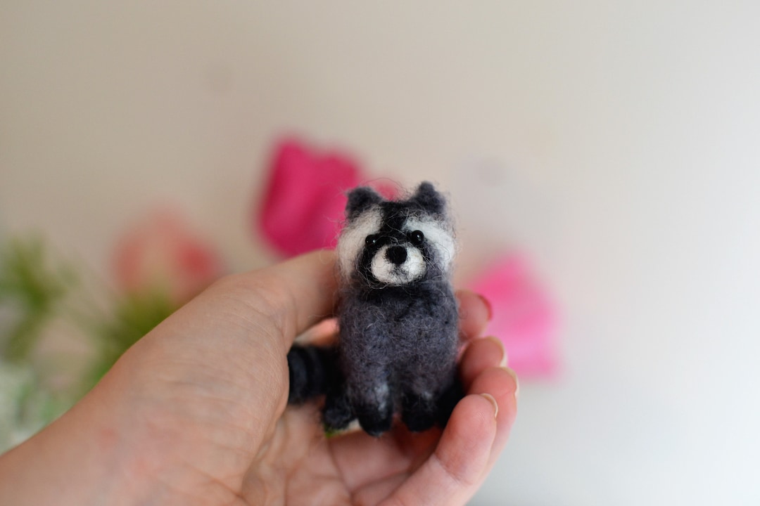 Needle Felted Raccoon Miniature Mini Raccoon.needle Felted Animal ...
