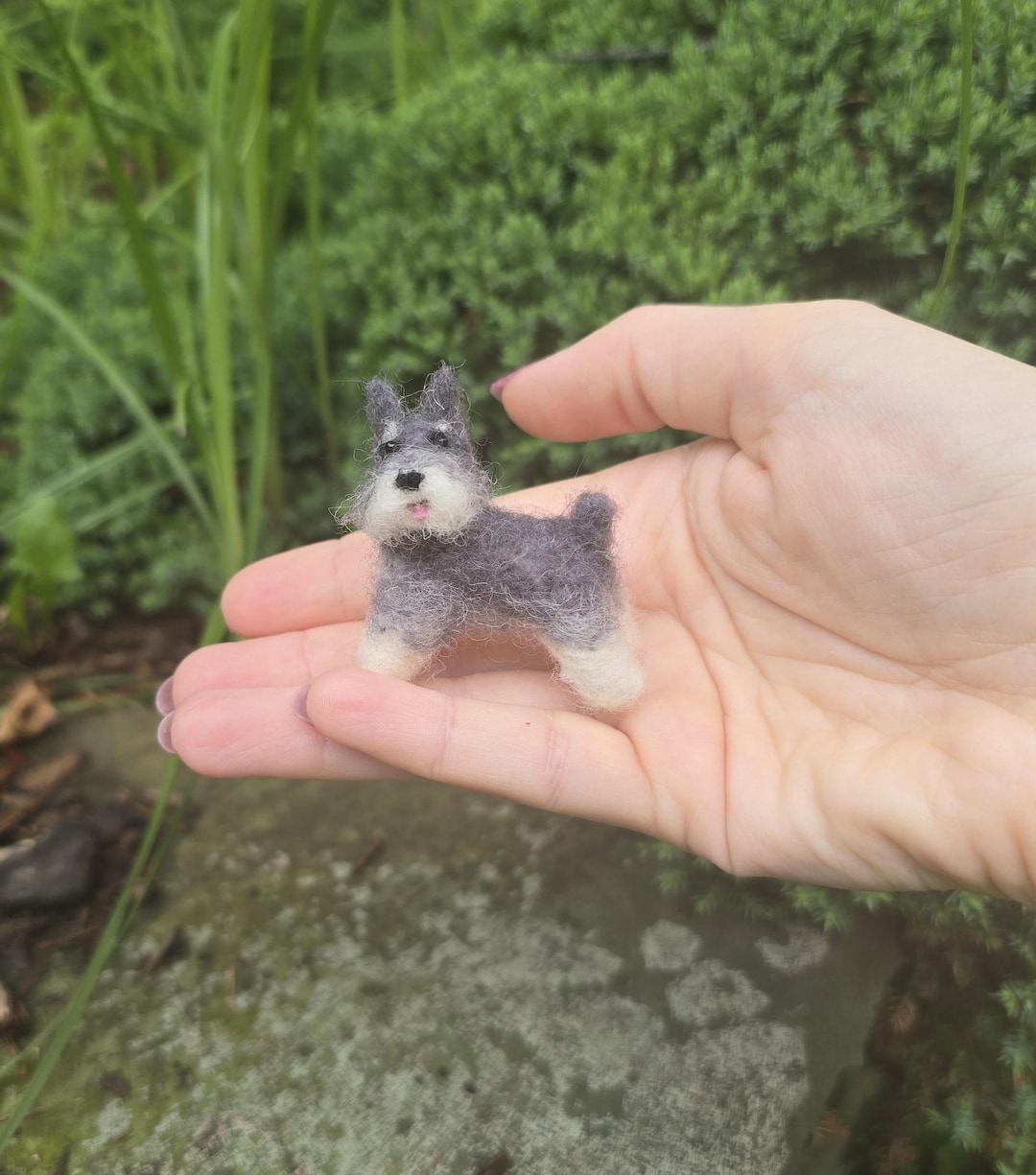 Little Schnauzer Dollhouse Dog.dollhouse Pet.miniature Needle Felted ...