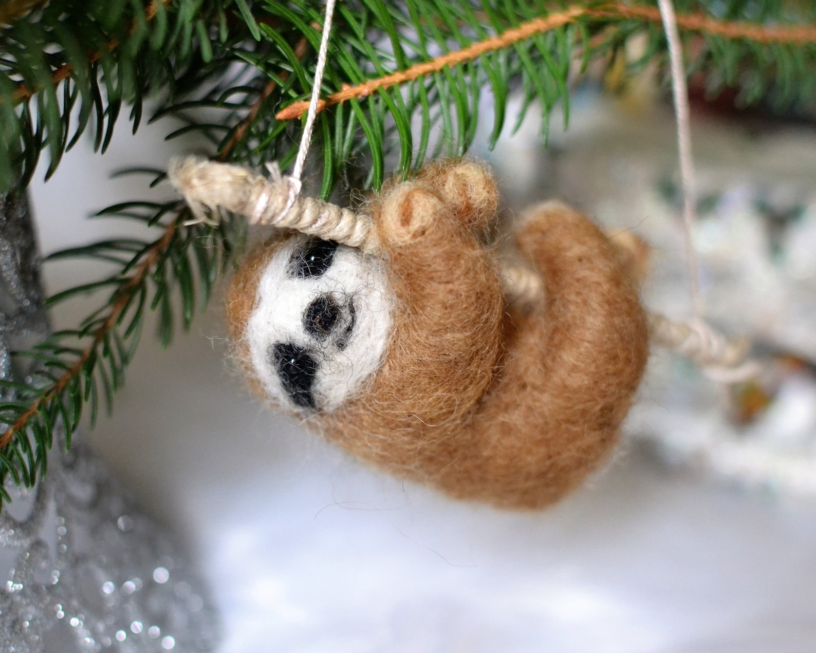 Needle Felted Sloth Christmas Ornamend. Wild Animal Needle - Etsy