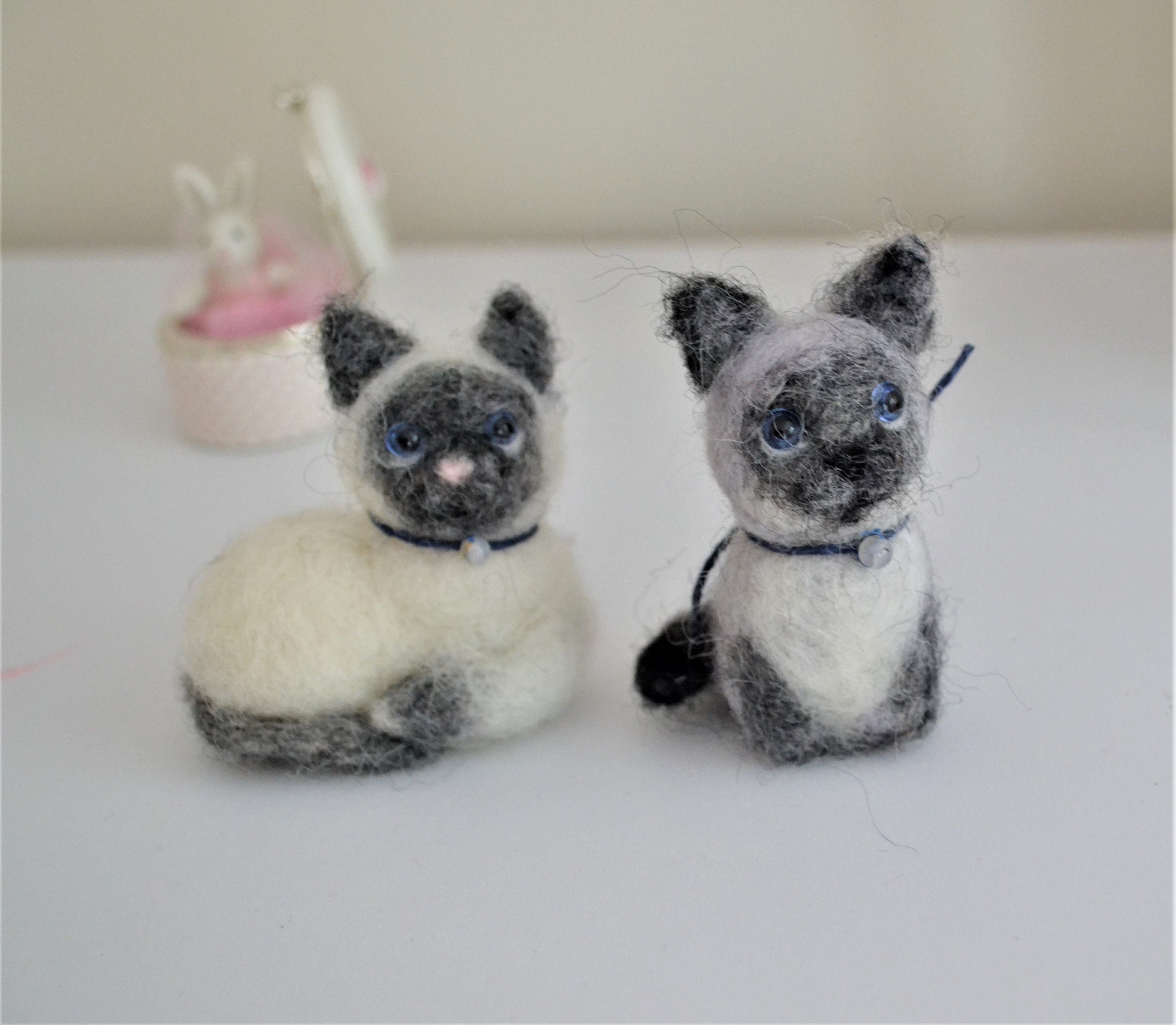 Needle Felted Cat. Felted Kittens. Christmas Ornament Siames Kitten Cat ...