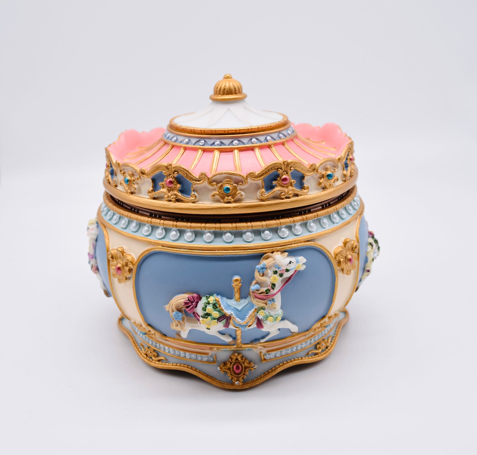 Personalized Classical Carousel Horse Music Box LED Lights Twinkling ...