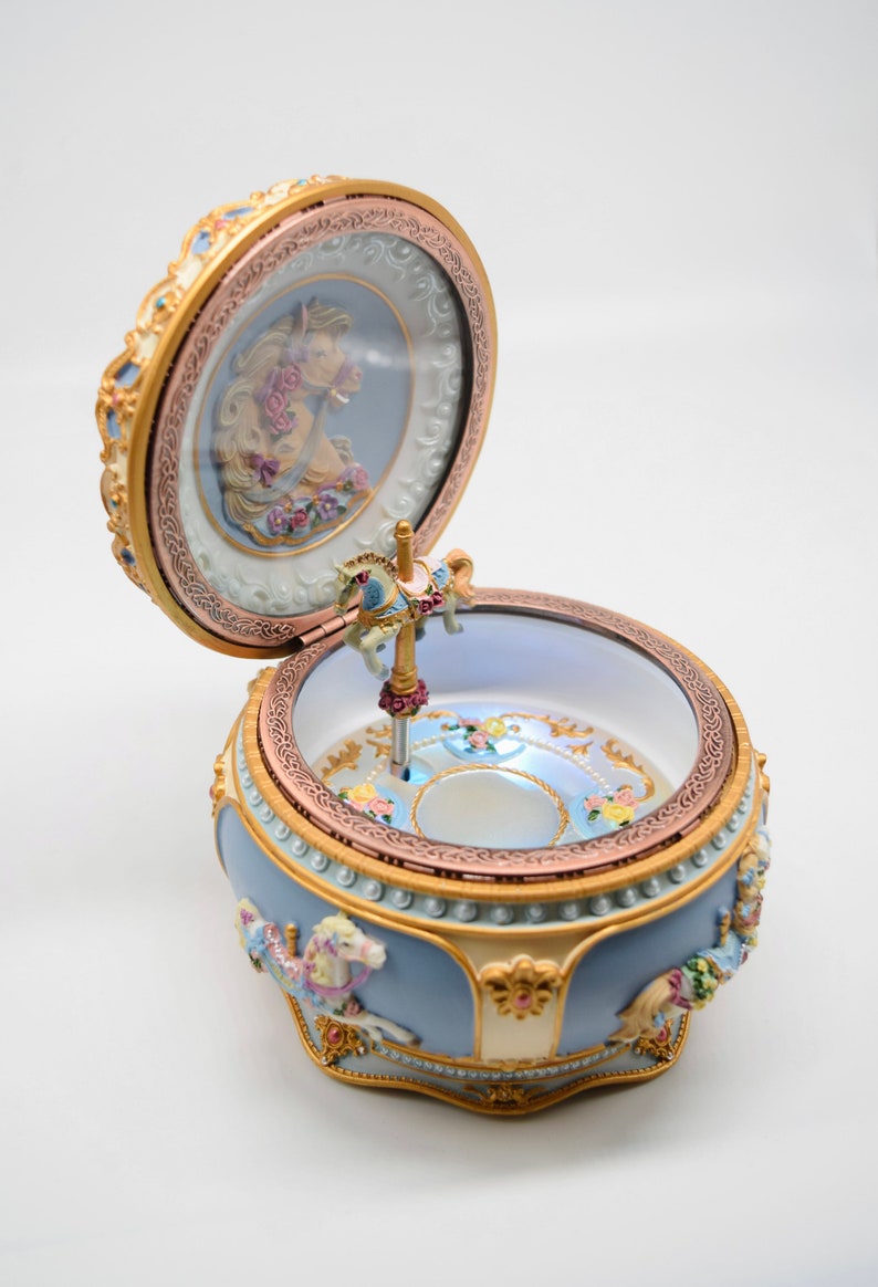 Personalized Classical Carousel Horse Music Box LED Lights Twinkling ...