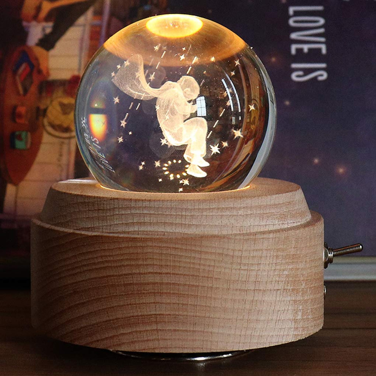Personalized 3D Crystal Ball Music Box Luminous Rotating With ...