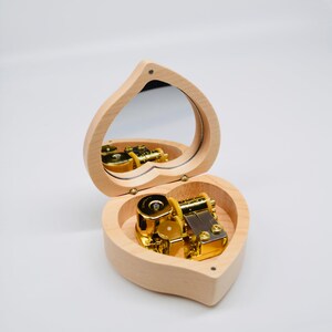 Personalized Heart Shaped Maple Wood Music Box Wind up and Golden ...