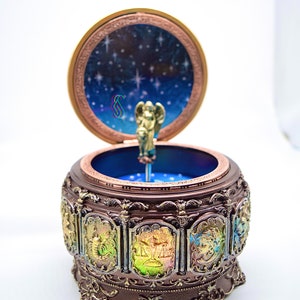 Personalized Vintage Music Box With Constellations Rotating Goddess LED ...