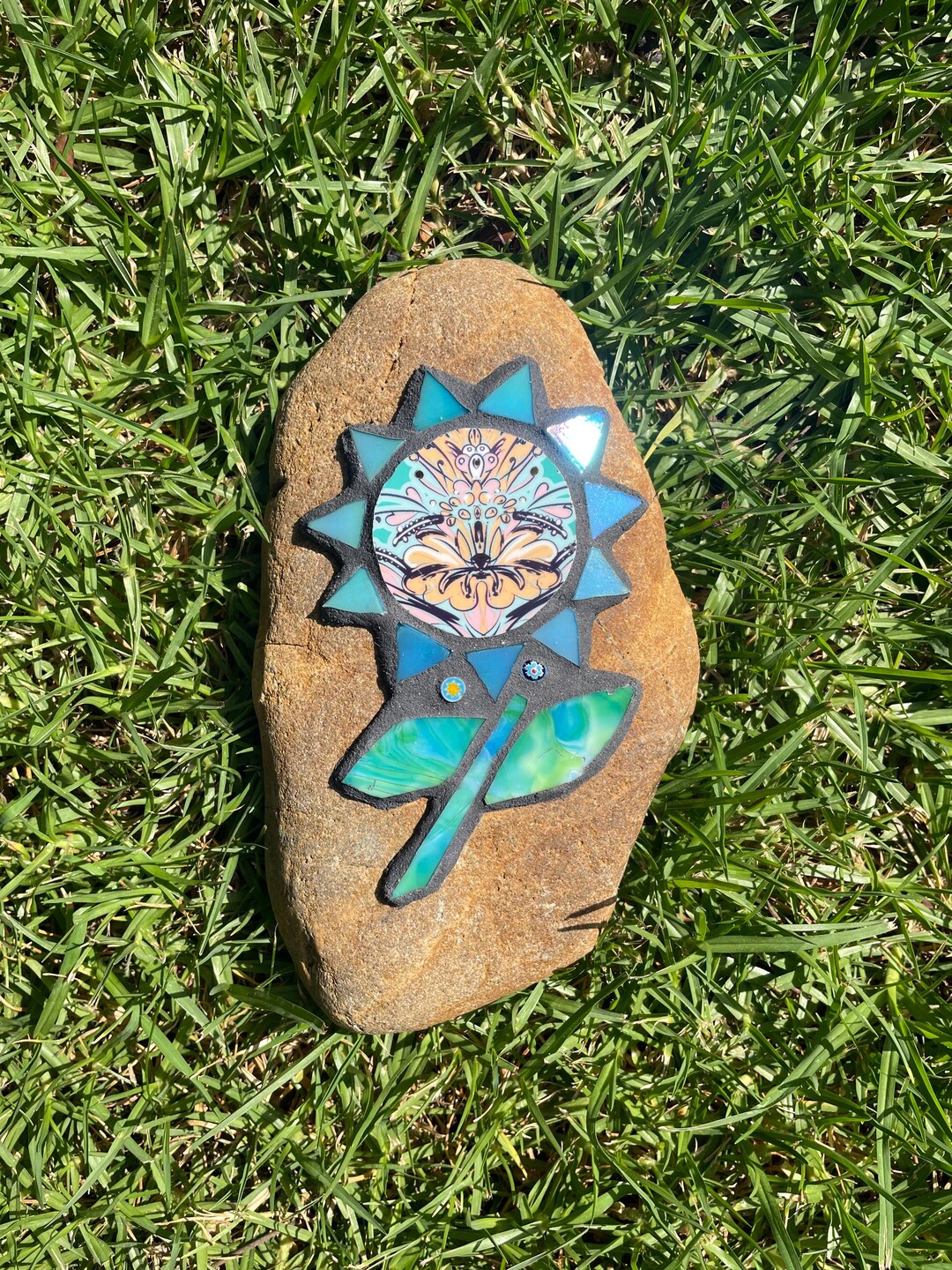Flower Power Mosaic on a Rock - Etsy