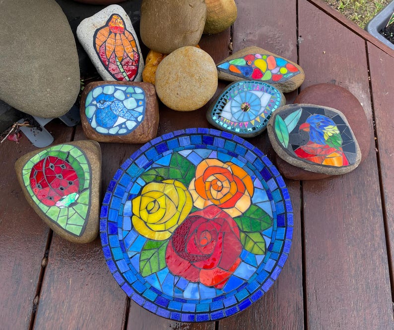 Coneflower Mosaic Rock - Etsy