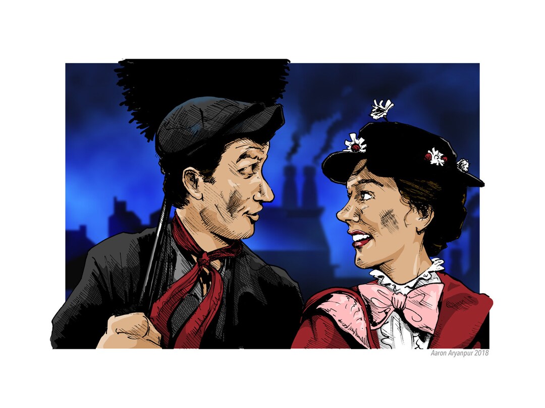 Mary Poppins and Bert Art Print 7x5 - Etsy