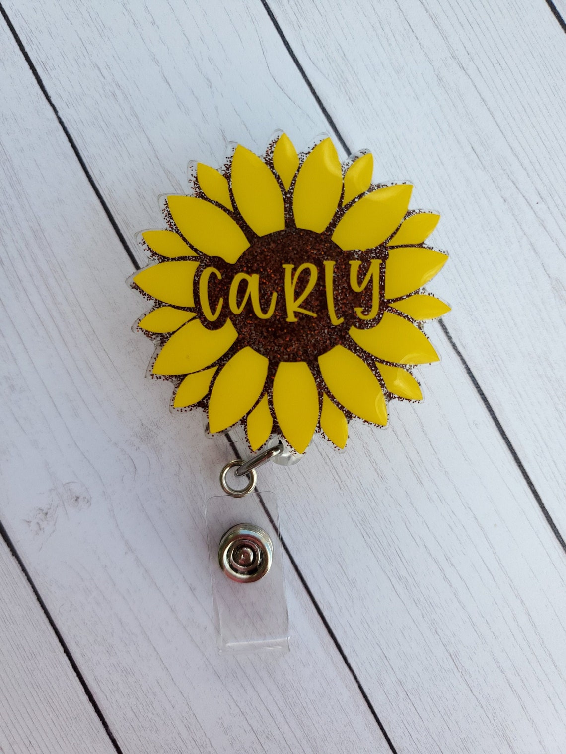 Personalized Sunflower Badge Sunflower Badge Reel Summer - Etsy