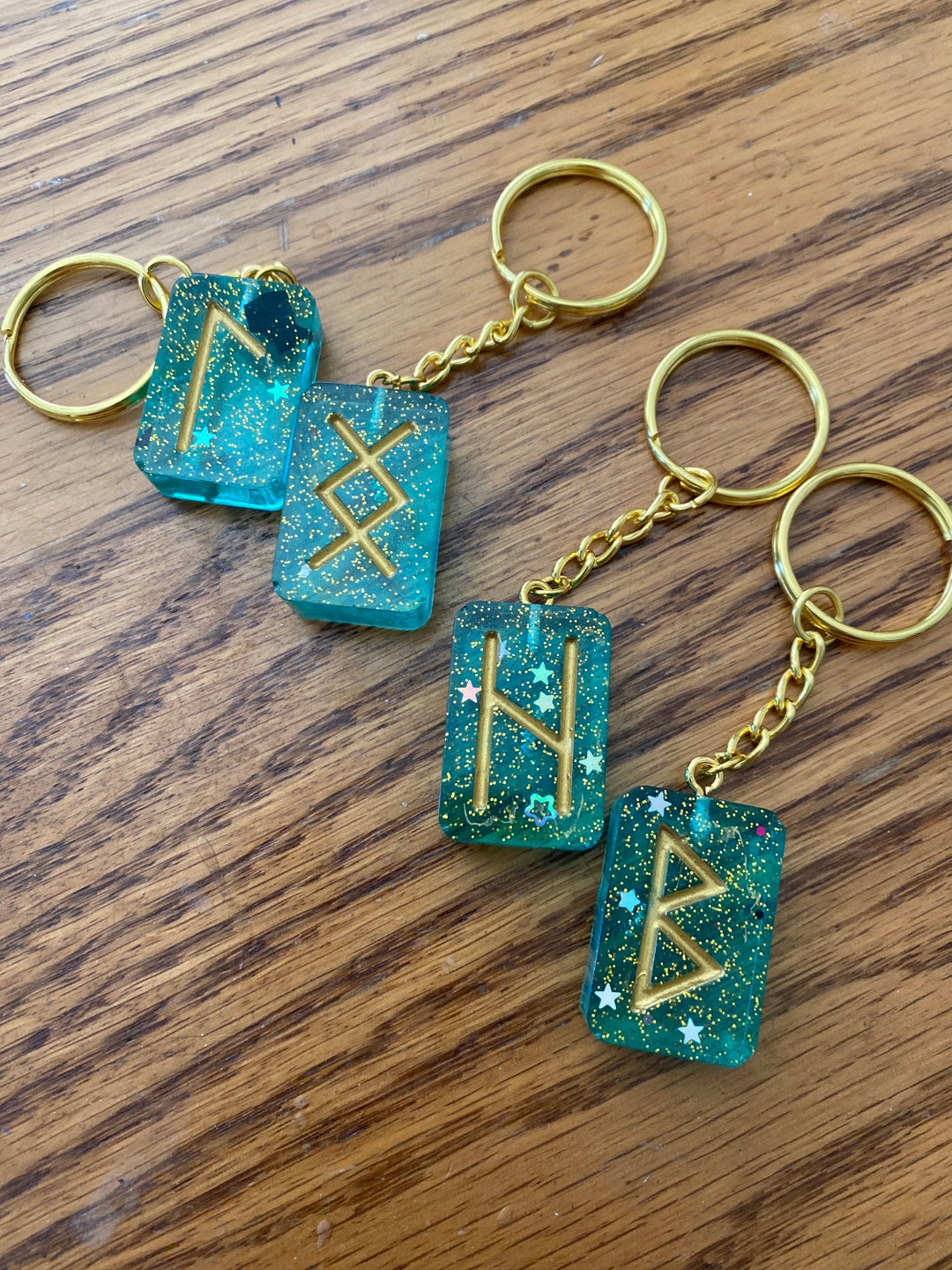 Norse Rune Keychains teal - Etsy