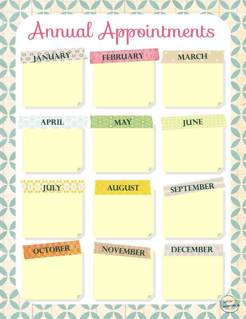 Annual Appointment Printable for Your Planner - Etsy