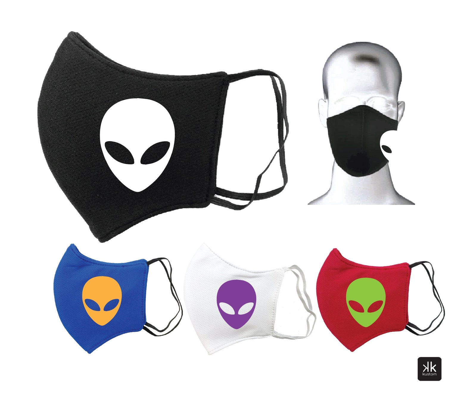 CUSTOM Alien Head Face Mask UFO Space 3 Layers Adult | Etsy