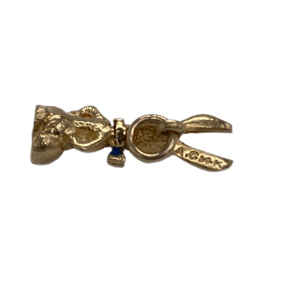 14K Gold 3-D Rabbit w/ Moveable Head Pendant Charm - Gem