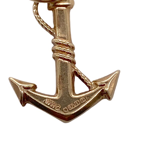 9K Gold Vintage Anchor Symbol of Hope 3D Charm Pendant - Gem