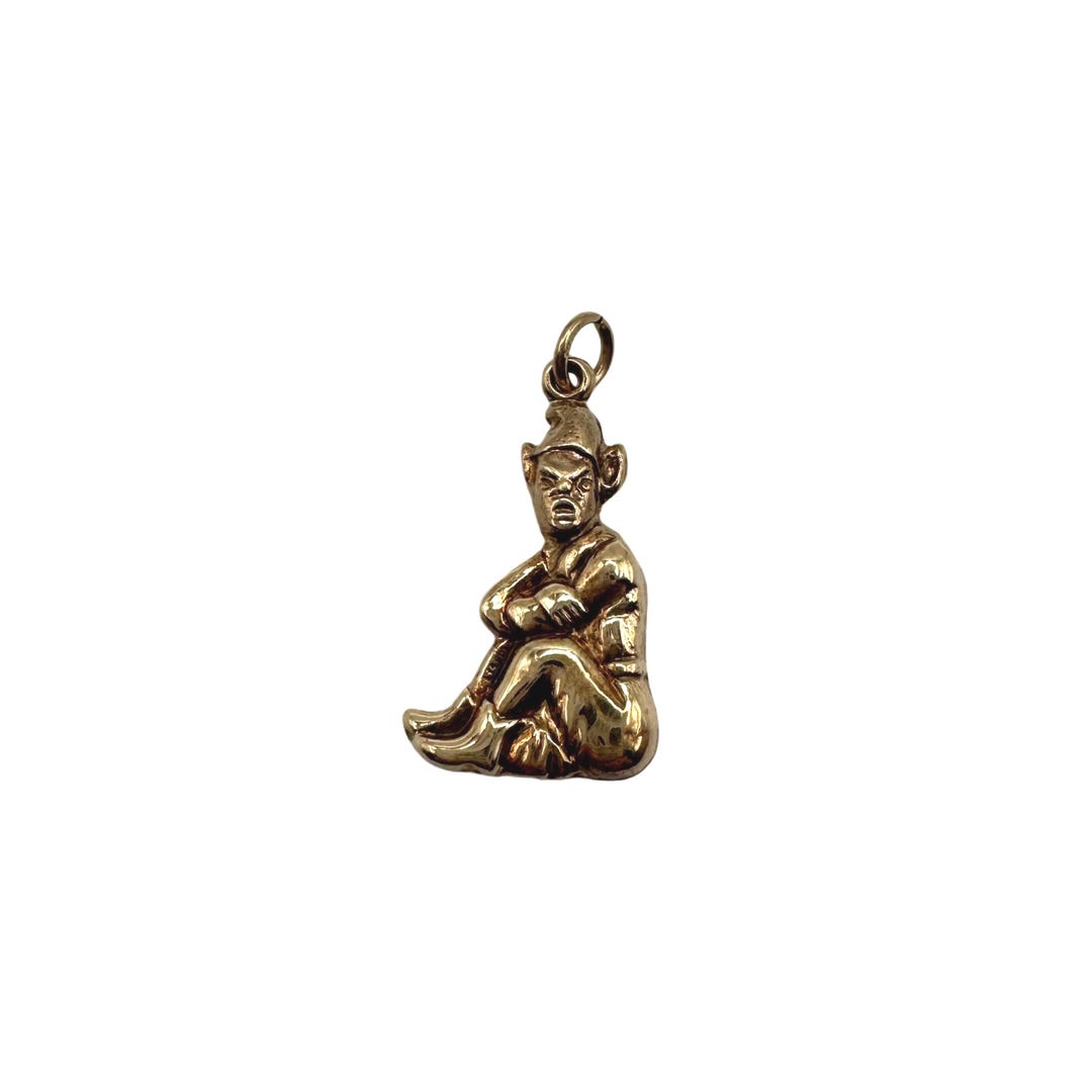 9K 9CT Gold Vintage Sitting Imp Elf Charm Pendant - Etsy