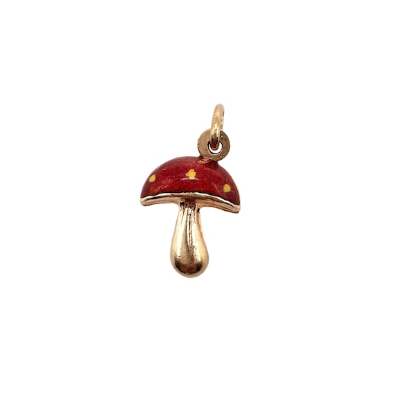 18K Gold Vintage 3D Mushroom Toadstool Enamel by Fabo… - Gem