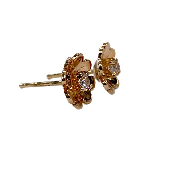 14K Gold Antique Four Leaf Clover and Old Mine Cut Di… - Gem