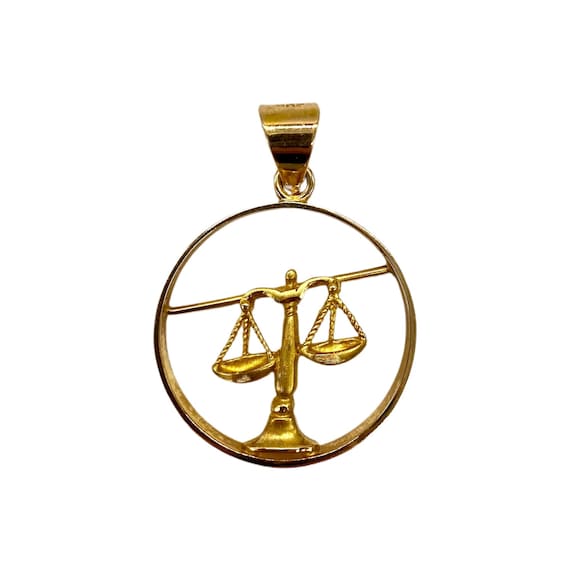 14K Gold Libra Scales of Justice Pendant - Etsy