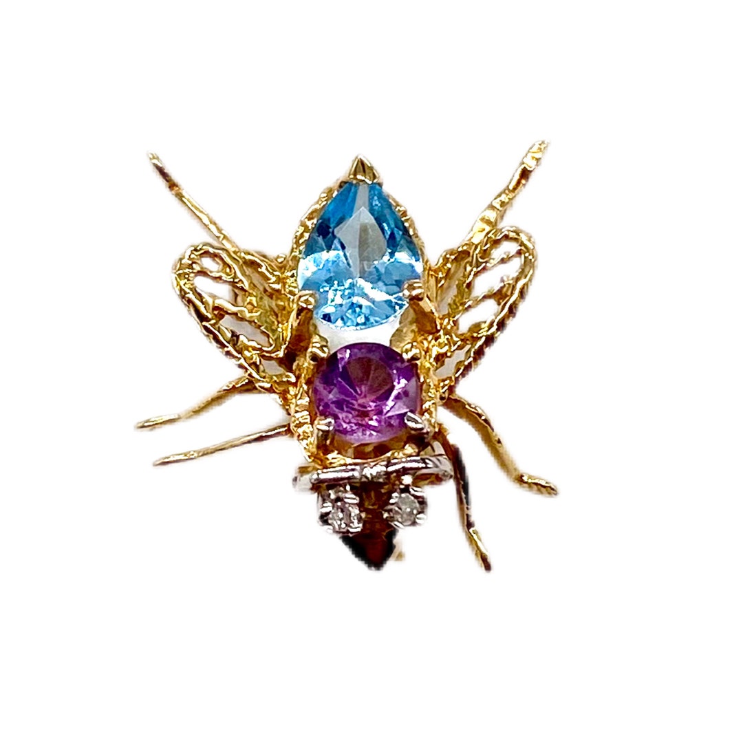 14K Gold Fly Pin/pendant With Gemstones - Etsy UK