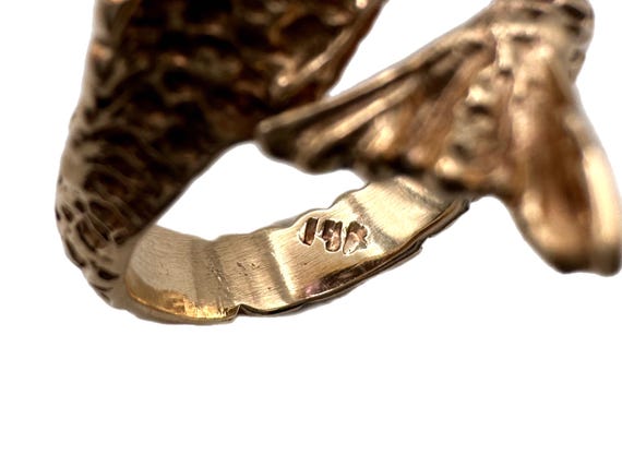 14K Gold Vintage Lucky Koi Fish Ring with Amethyst Ac… - Gem