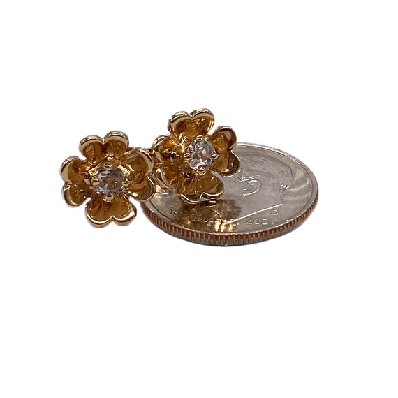14K Gold Antique Four Leaf Clover and Old Mine Cut Di… - Gem
