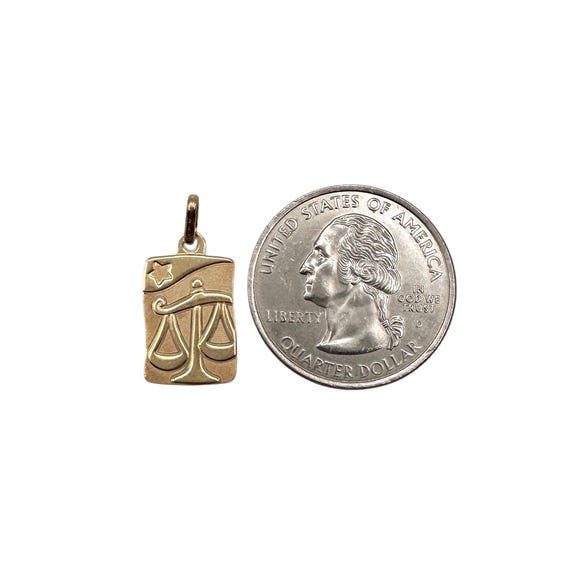 18K Gold Vintage Libra Scales of Justice Rectangular … - Gem