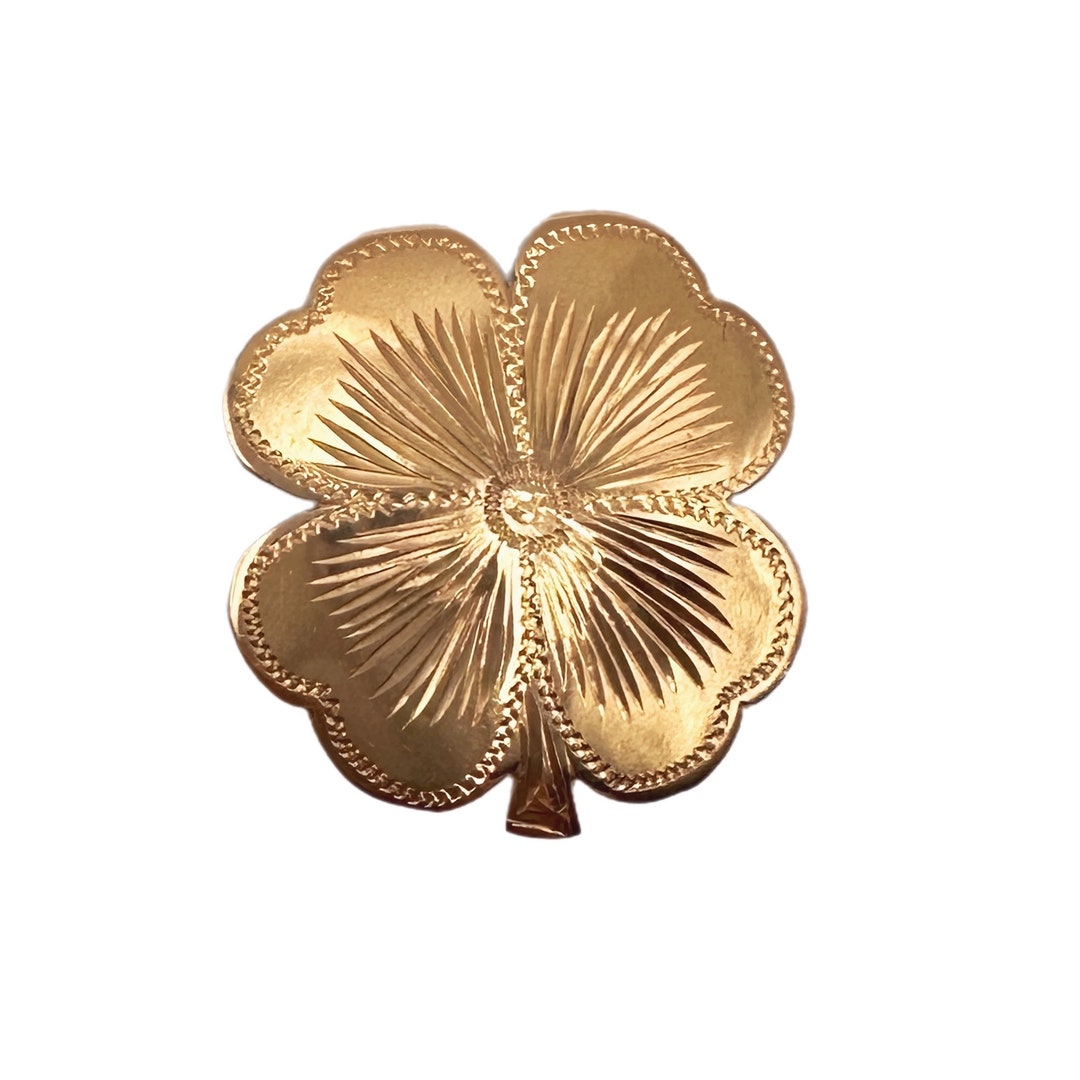 18K Gold Antique Four Leaf Clover Brooch Pin - Etsy
