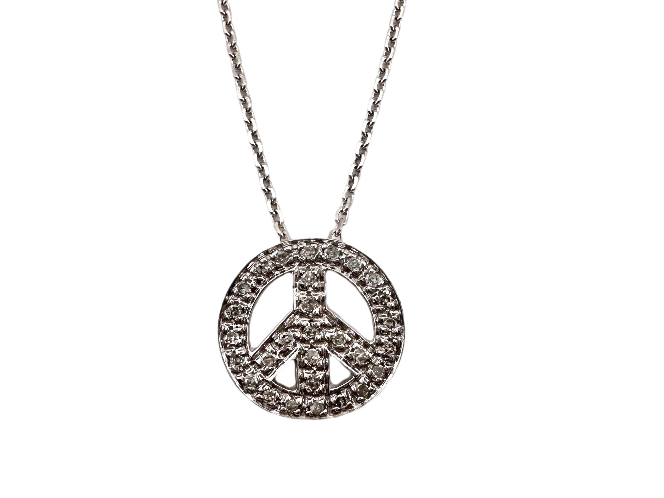 Peace sign necklace white gold store
