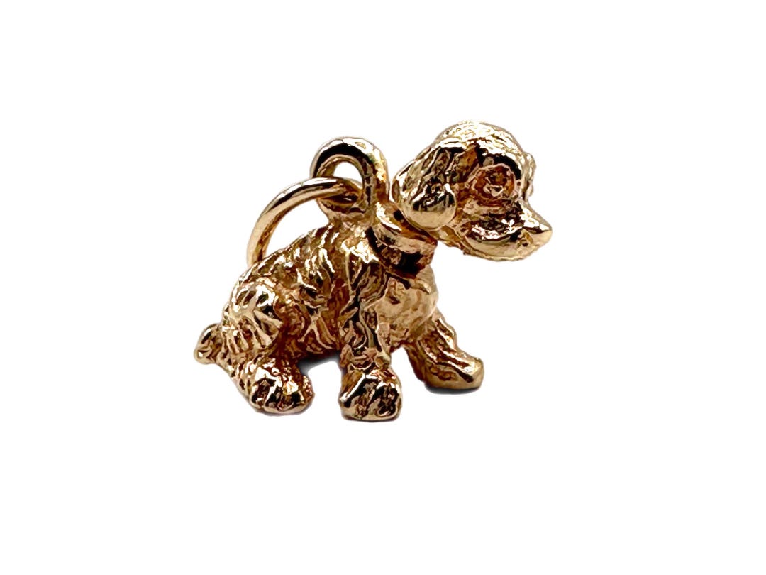 14K Gold 3D Cocker Spaniel Dog With Moveable “bobble” Head Small Charm ...