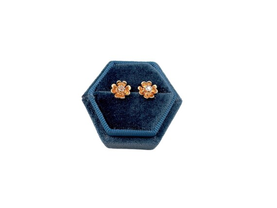 14K Gold Antique Four Leaf Clover and Old Mine Cut Di… - Gem