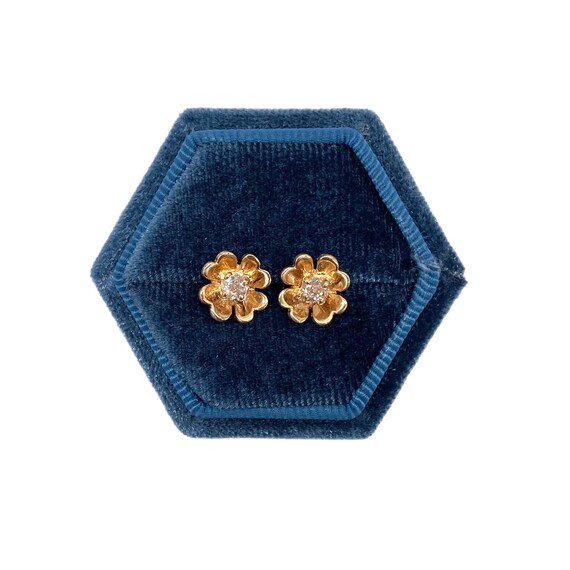 14K Gold Antique Four Leaf Clover and Old Mine Cut Di… - Gem