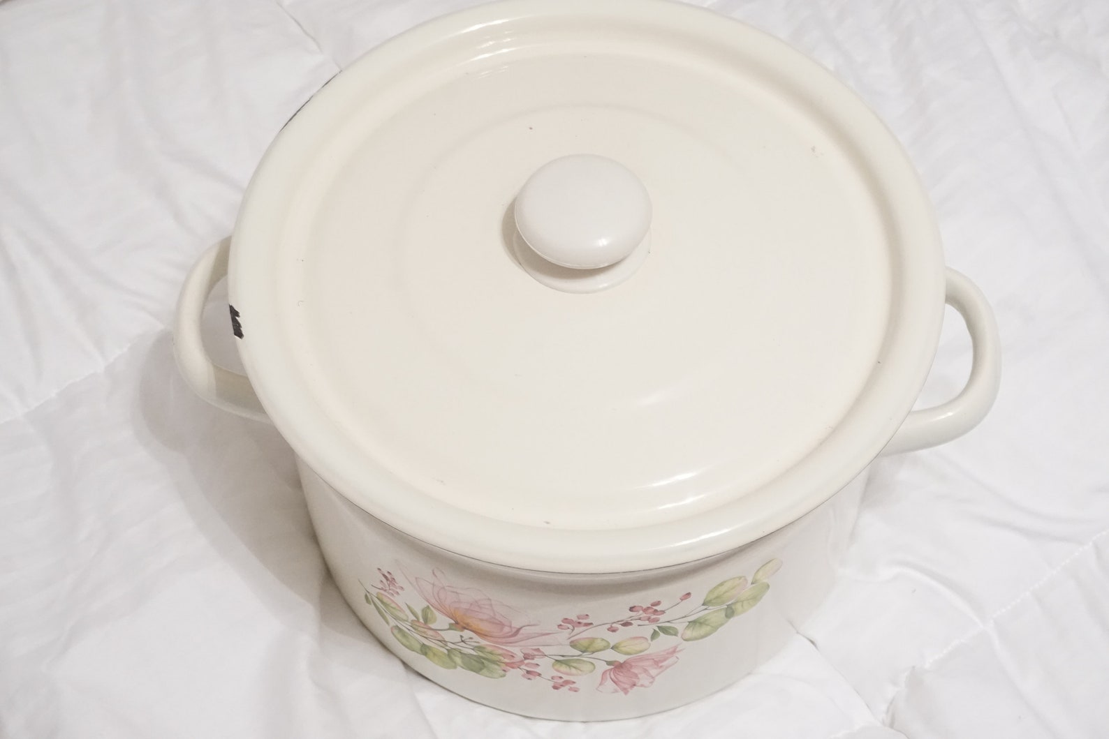 Old Stock 9litre Large Enamel Pot Vintage 1990s Enamelware Beige ...