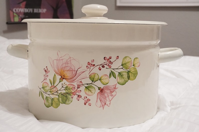 Old Stock 9litre Large Enamel Pot Vintage 1990s Enamelware Beige ...