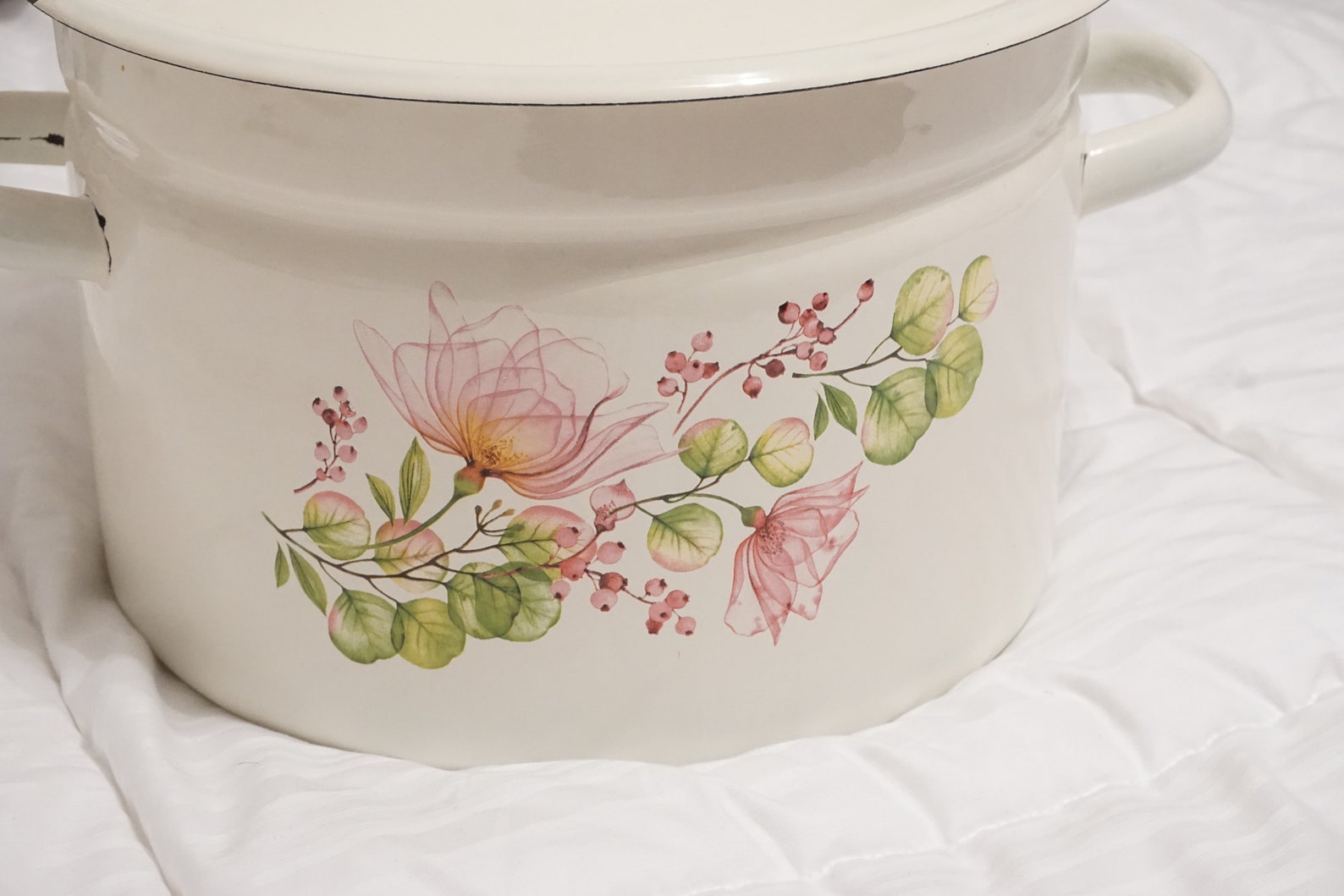 Old Stock 9litre Large Enamel Pot Vintage 1990s Enamelware Beige ...