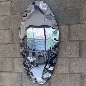 Mirror Art, Metal Artwork, Oval Mirror, Chrome Sculpture, Concave ...