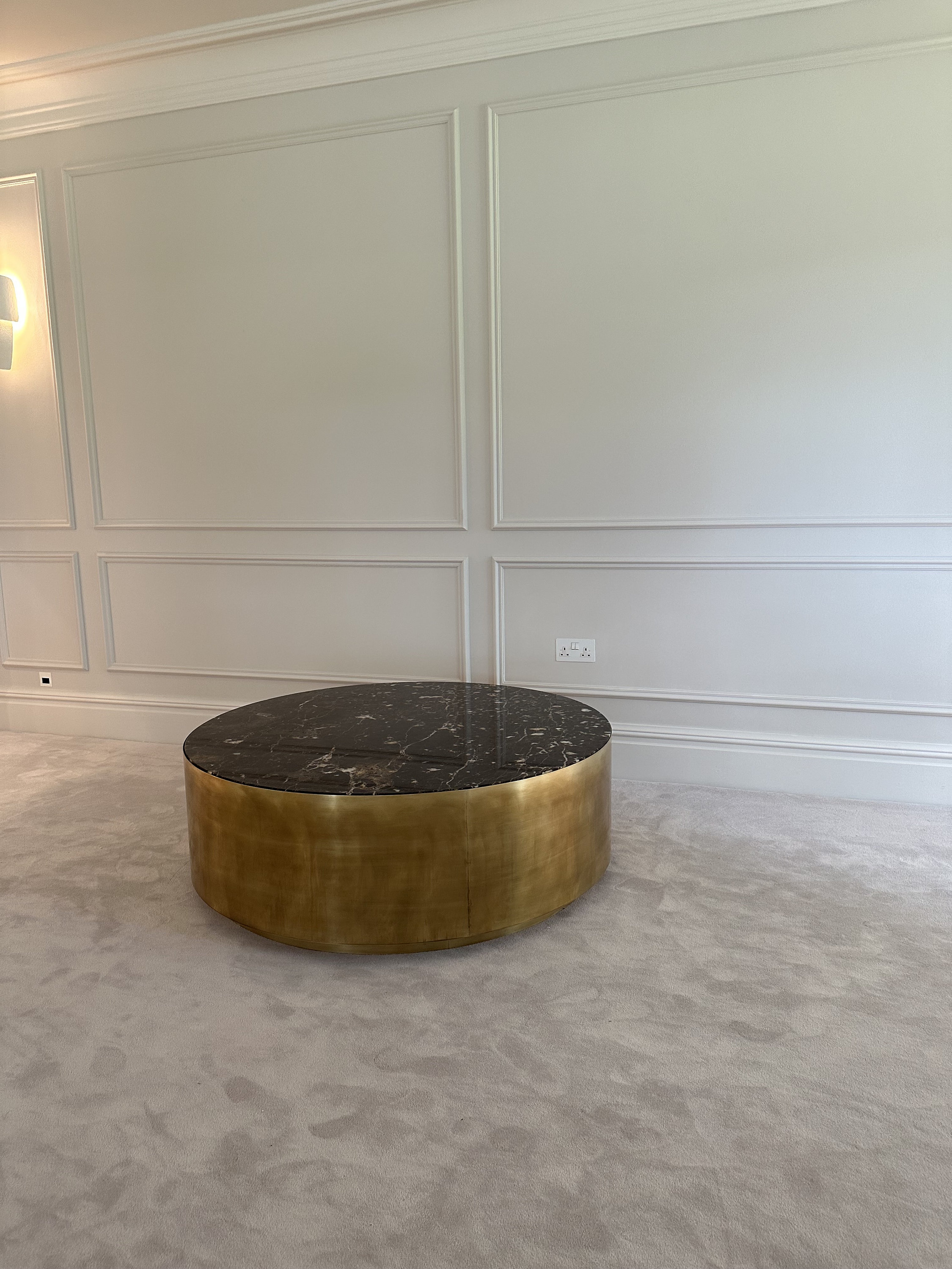 Brass drum coffee table store